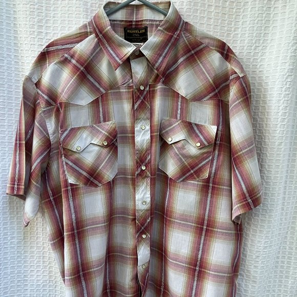 Rustler | Shirts | Rustler By Wrangler Pearl Snap Short Sleeve Western ...